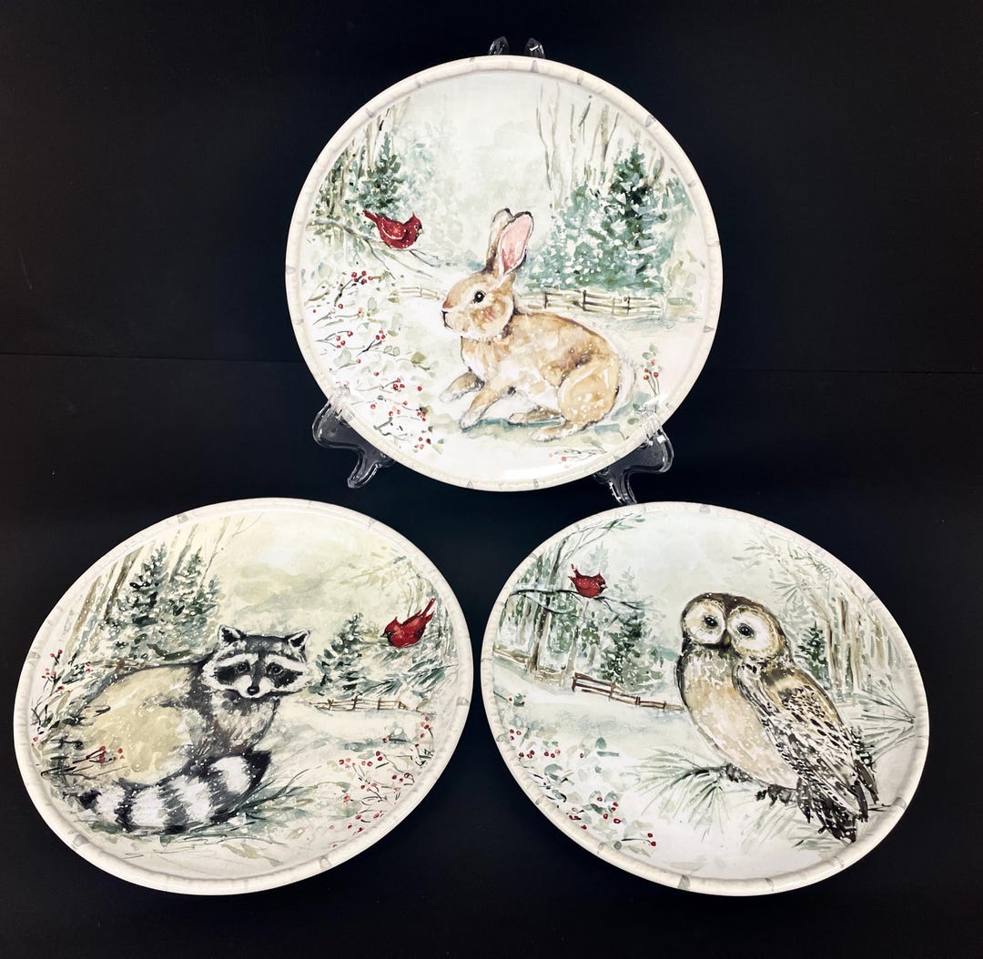 3 Certified International Susan Winget Winter's Walk 8 3/8" Dessert ...