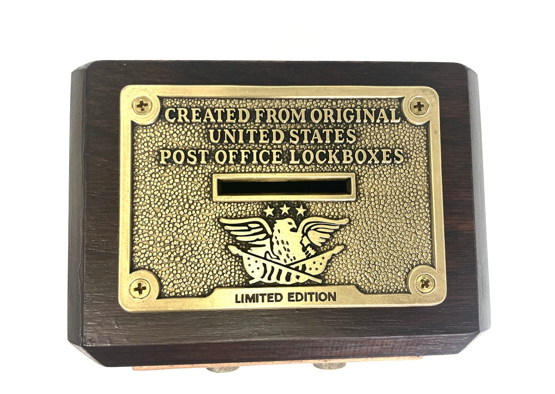 Antique US Post Office Box Door Coin Bank Walnut Dual Dial - Etsy