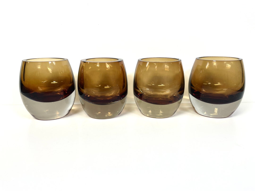 4 Mikasa Solaris Amber Heavy Glass Votive Candle Holders - Etsy