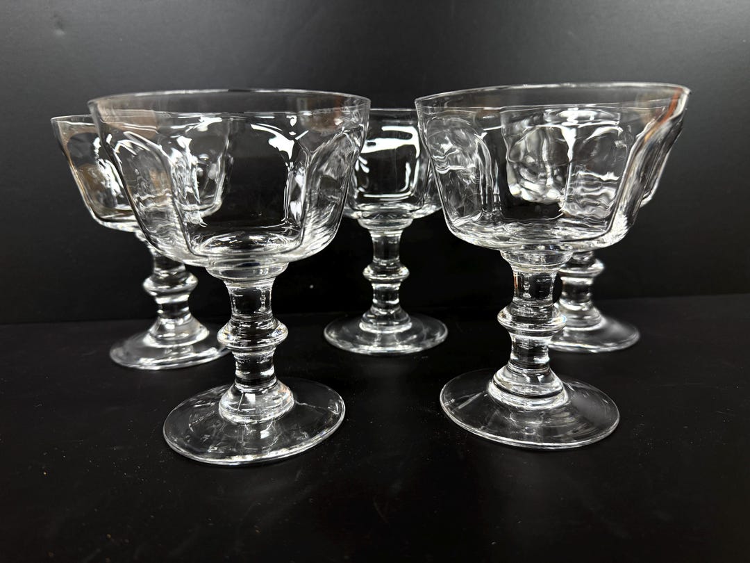 5 Lenox Crystal Glass Antique Pattern Clear Champagne Tall Sherbet ...