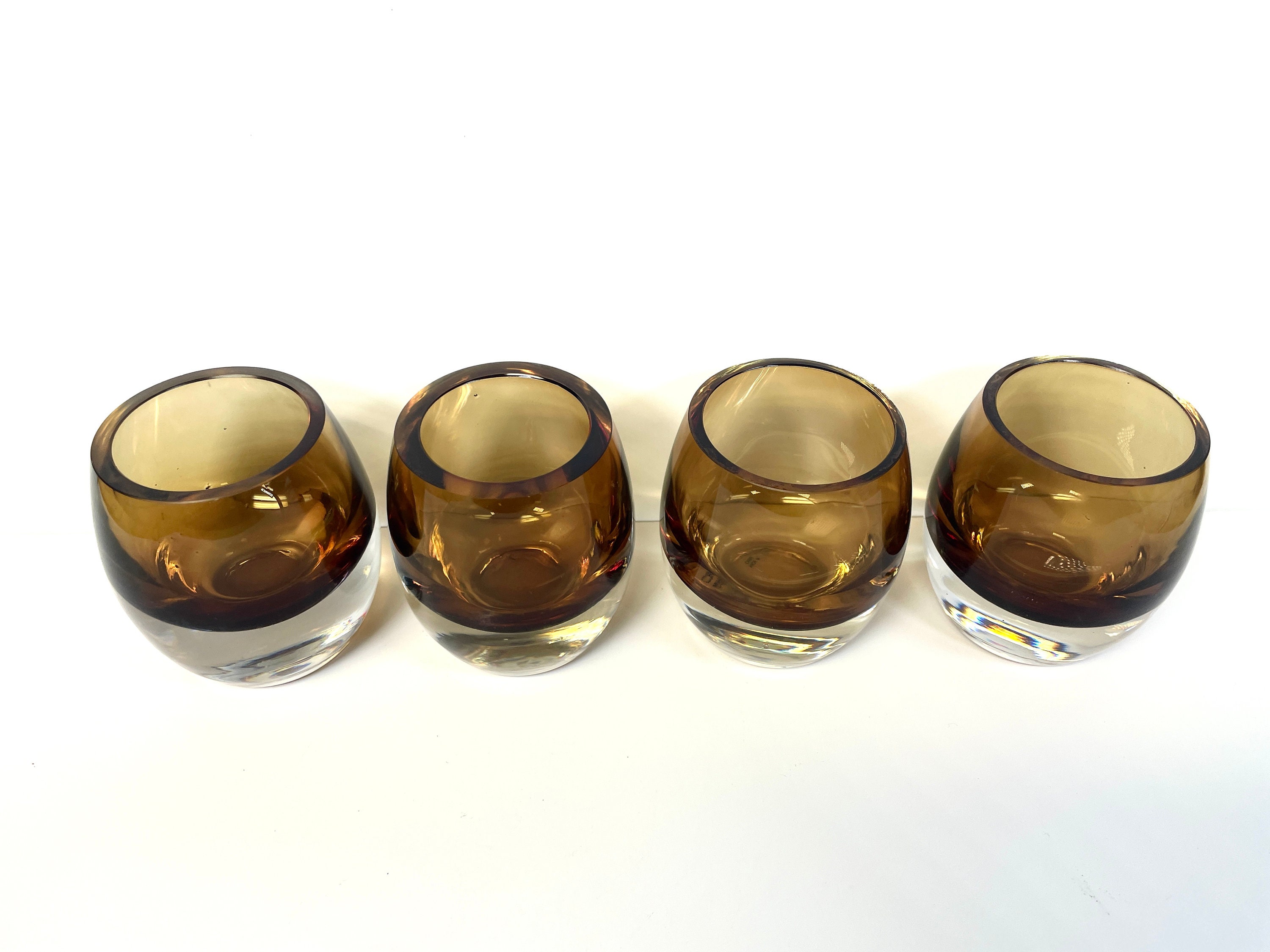 4 Mikasa Solaris Amber Heavy Glass Votive Candle Holders - Etsy