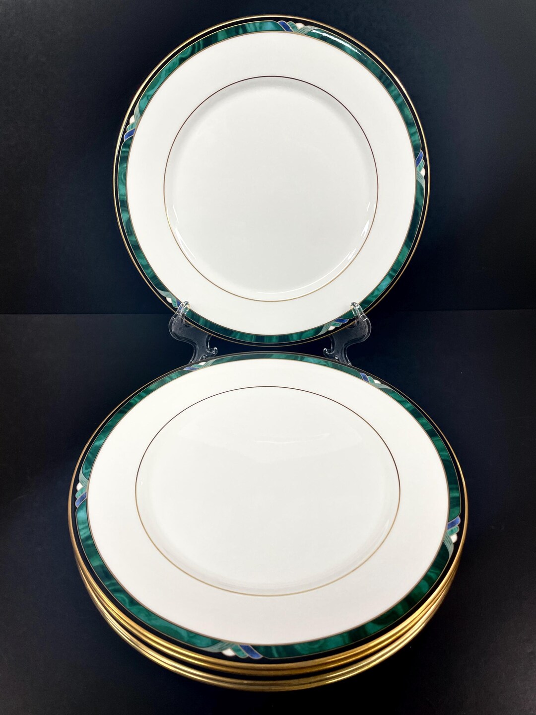 5 Lenox Debut Collection China Kelly Green Black 11" Dinner Plates - Etsy