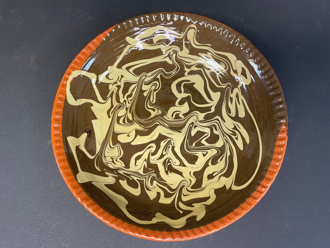 Colonial Williamsburg Slip Glazed Redware Pie Plate Shallow Bowl - Etsy