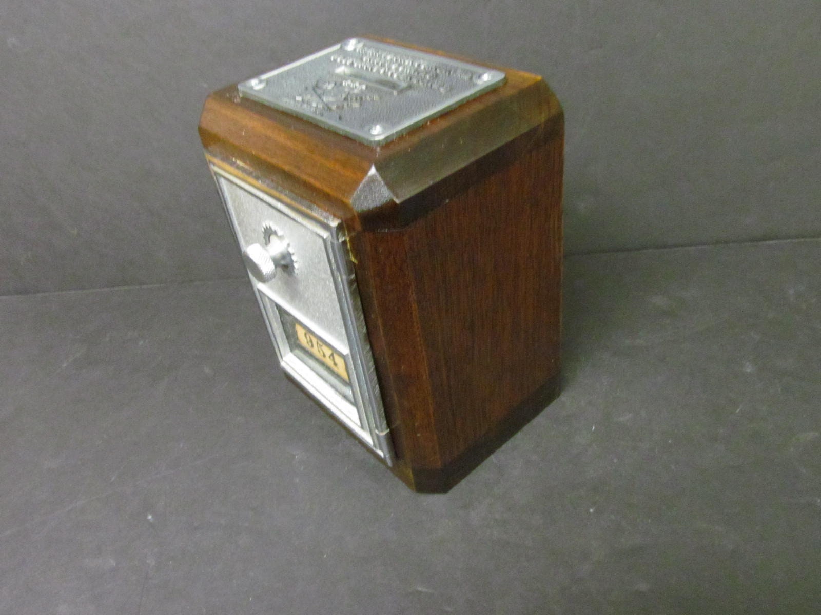 Antique US Post Office Box Door Coin Bank Mahogany Corbin Chrome Thumb ...
