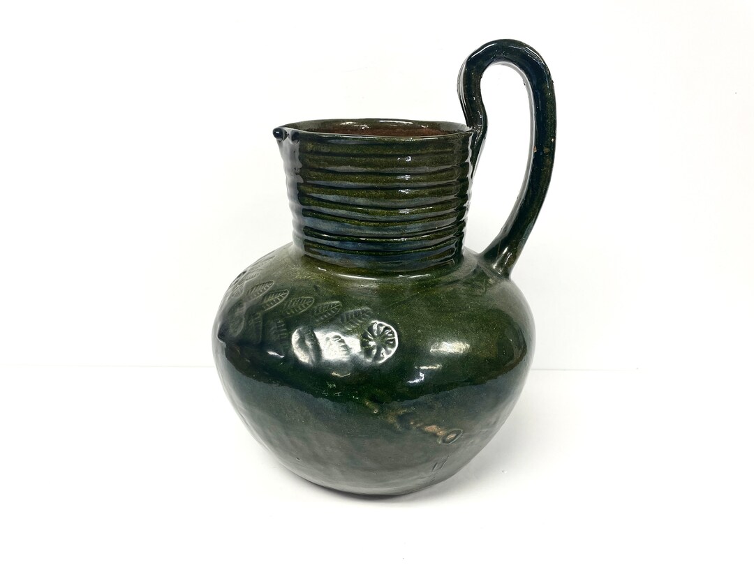 Mexican Mexico Primitive Art Pottery Green Glaze Sunflower - Etsy
