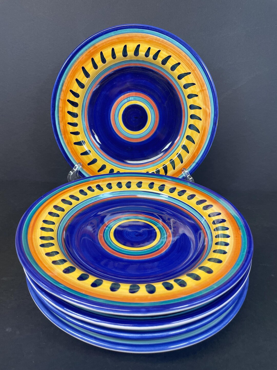 Set of 5 Pier 1 China Italian Swirl Hand Painted Soup Bowls 9 5/8" - Etsy
