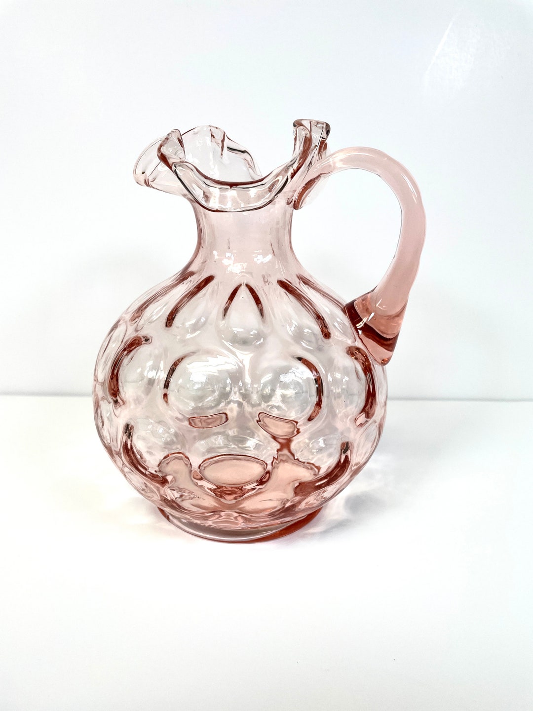 Vintage Fenton Art Glass Pink Coin Spot Pitcher - Etsy