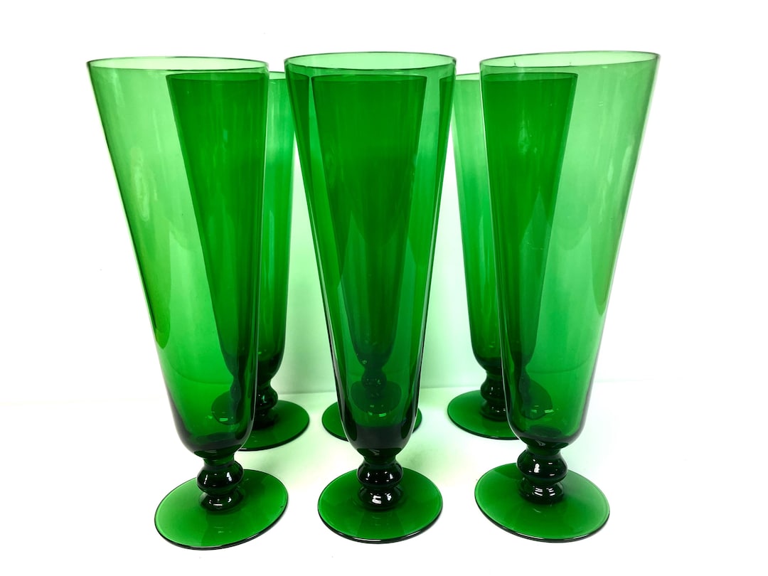Set 6 Vintage Morgantown Glass Green Beer Pilsner Glasses - Etsy
