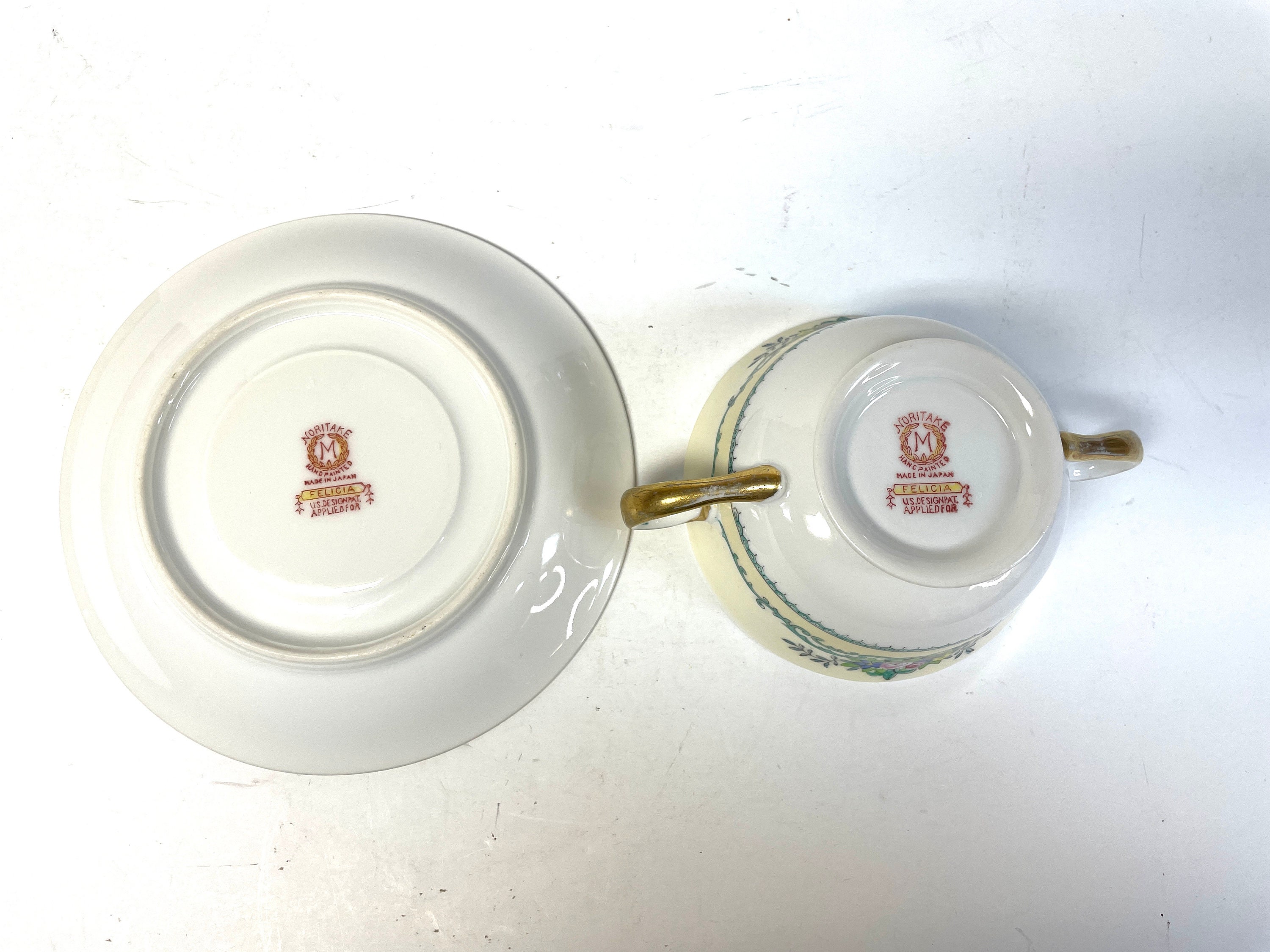 Set 7 Noritake Morimura Felicia Pattern Double Handle Bouillon Cups ...