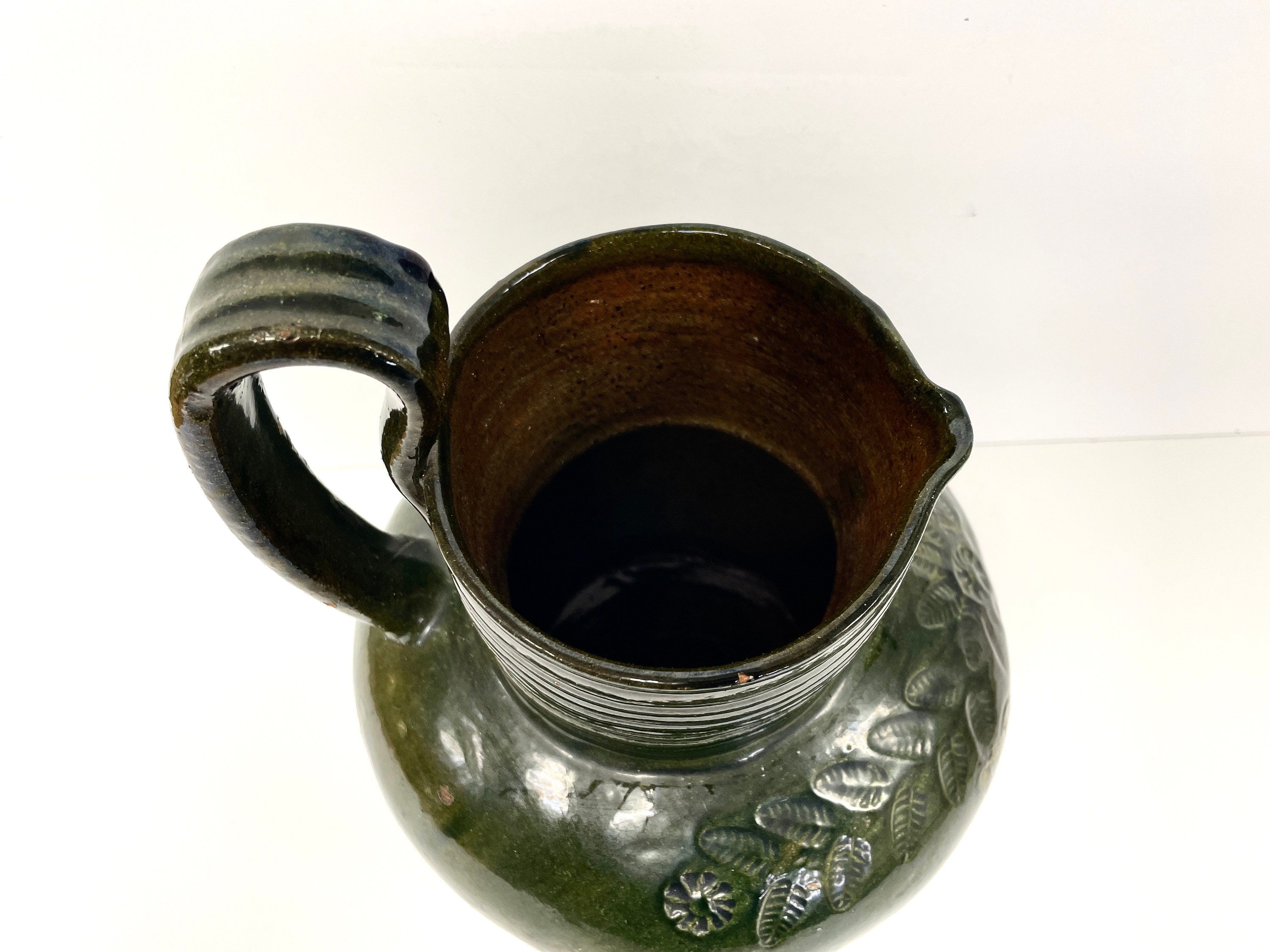 Mexican Mexico Primitive Art Pottery Green Glaze Sunflower - Etsy