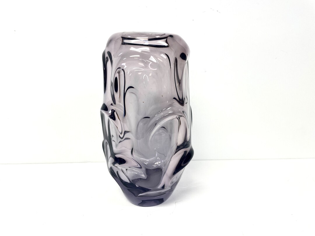 Jan Beranek for Skrdlovice Amethyst Art Glass Vase Modernist Mid ...
