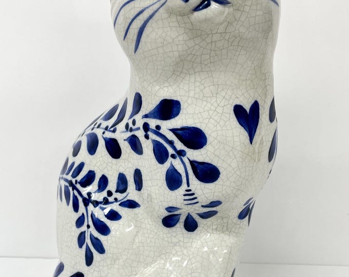 Vintage 1987 Nash Pottery Potting Shed Dedham Style Cat Figurine 10 1/4 ...