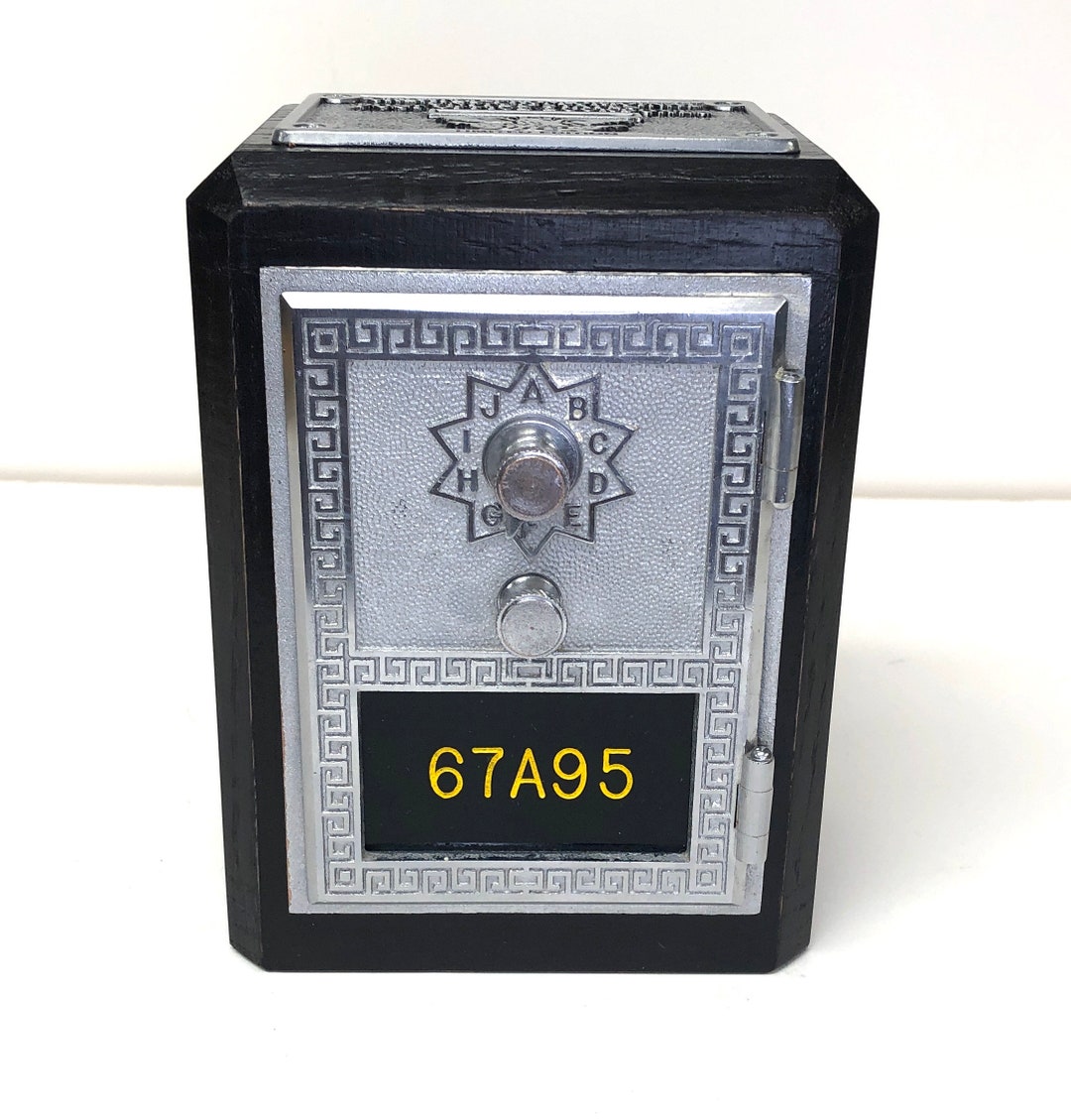 Antique US Post Office Box Door Coin Bank Oak Ebonized Finish Circa ...