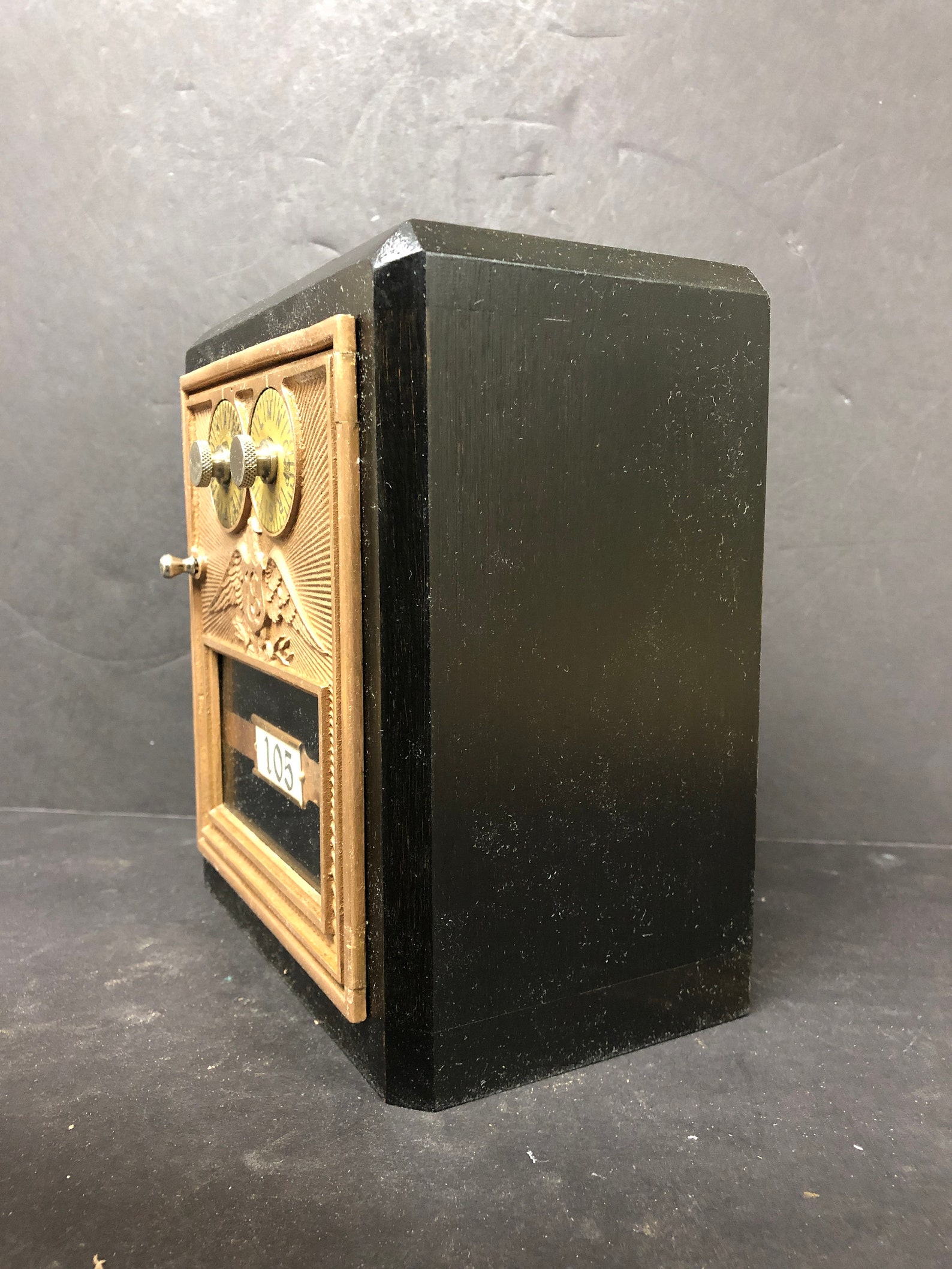 Antique US Post Office Box Door Coin Bank Australian Blackwood Ebonized ...