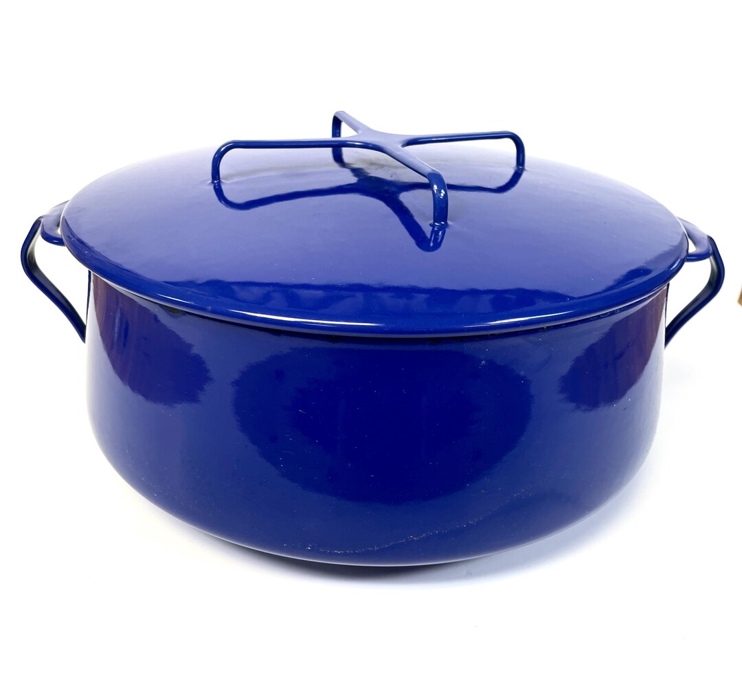 Dansk Cobalt Blue Kobenstyle Cast Iron Enamel 7 Qt Covered Pot Dutch ...
