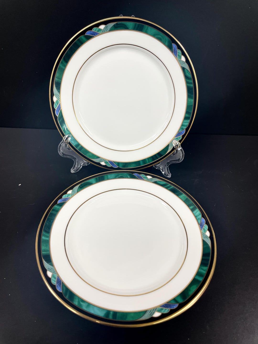 4 Lenox Debut Collection China Kelly Green Black 6 1/2" Bread & Butter ...