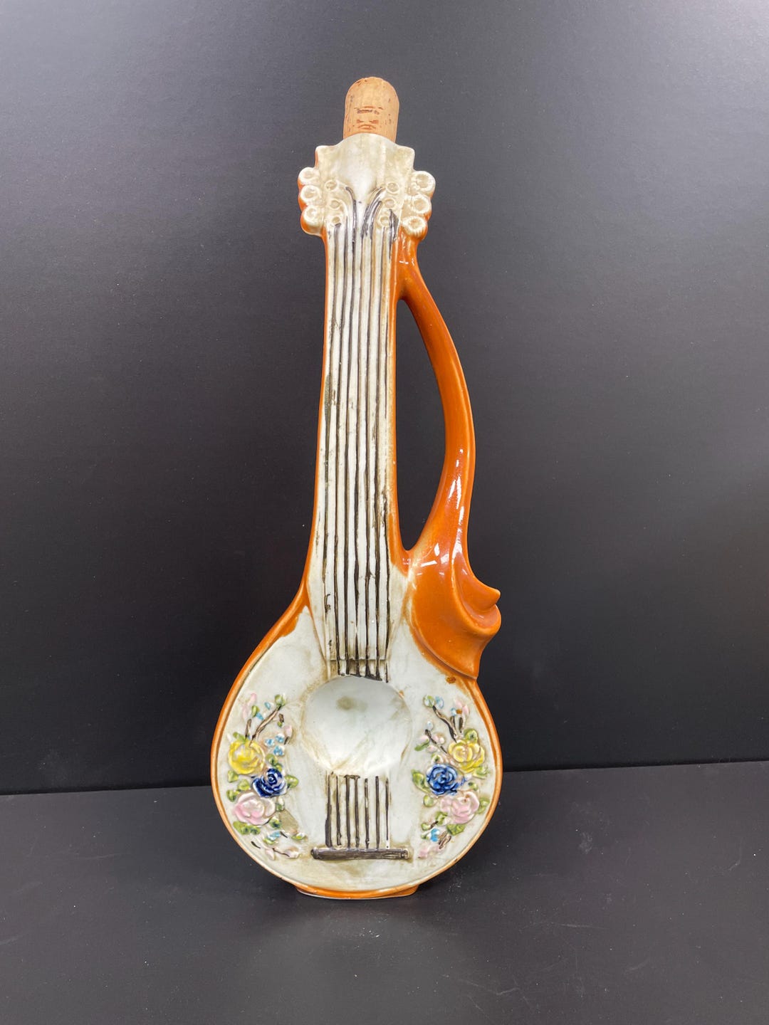 Vintage 1950's Pottery Fado Guitar Red Wine Chianti Bottle Angelo Bonini Winery - Etsy