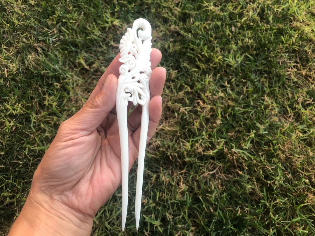 Baroque Victorian Filigree Flower Celtic BONE Hair Pin/flower Wood Hair ...