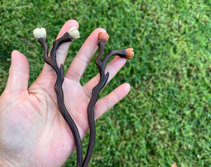 One Prong/1 Prong DAISY FLOWER Wood Hair Pin,wood Hair Stick,wood Hair ...