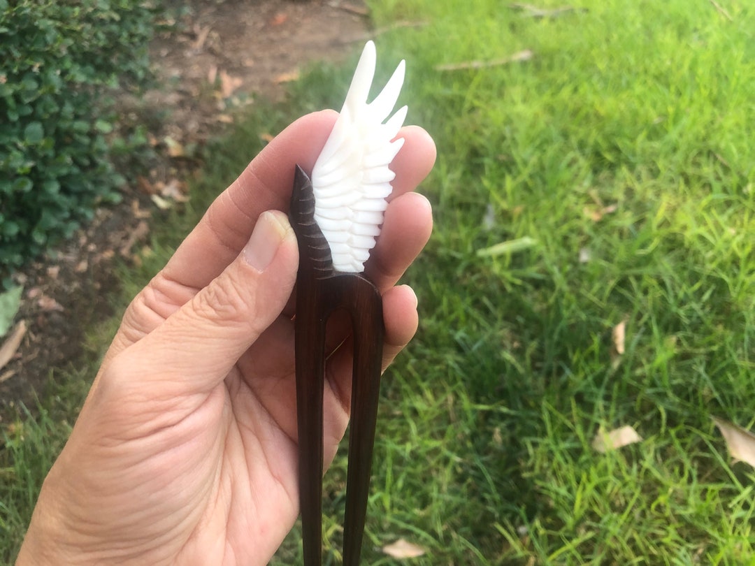 Two Prongs/double Prongs Angel Wing Seraphim Wings BONE and WOOD Hair ...
