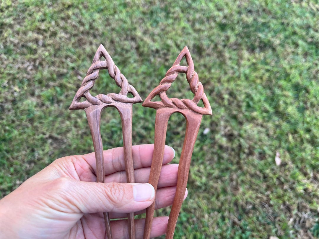 Two Prongs TRIANGLE CIRCLE CELTIC Triquetra Celtic Trinity Knot Wood ...