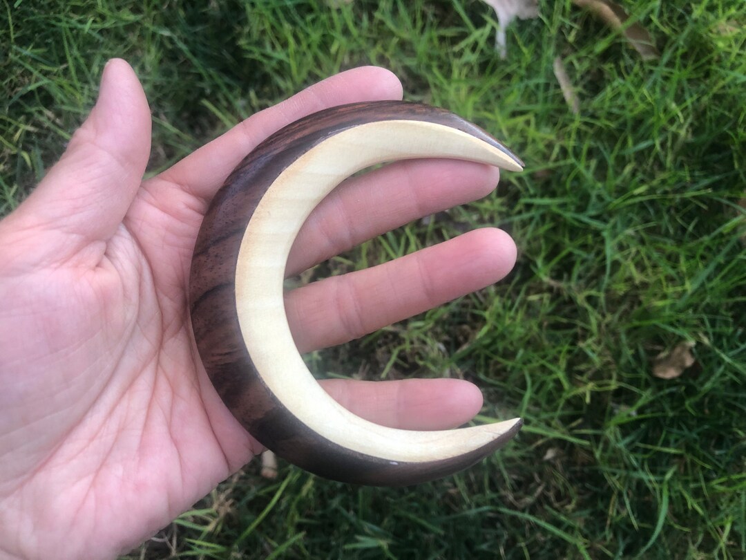 CURVED Half Moon Crescent Moon Wood Hair Fork.curved Half Moon Crescent ...