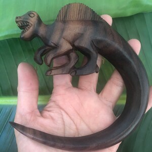 Hand Carved Curved T REX Dinosaur Wood Hair Fork.curved T REX Wooden ...