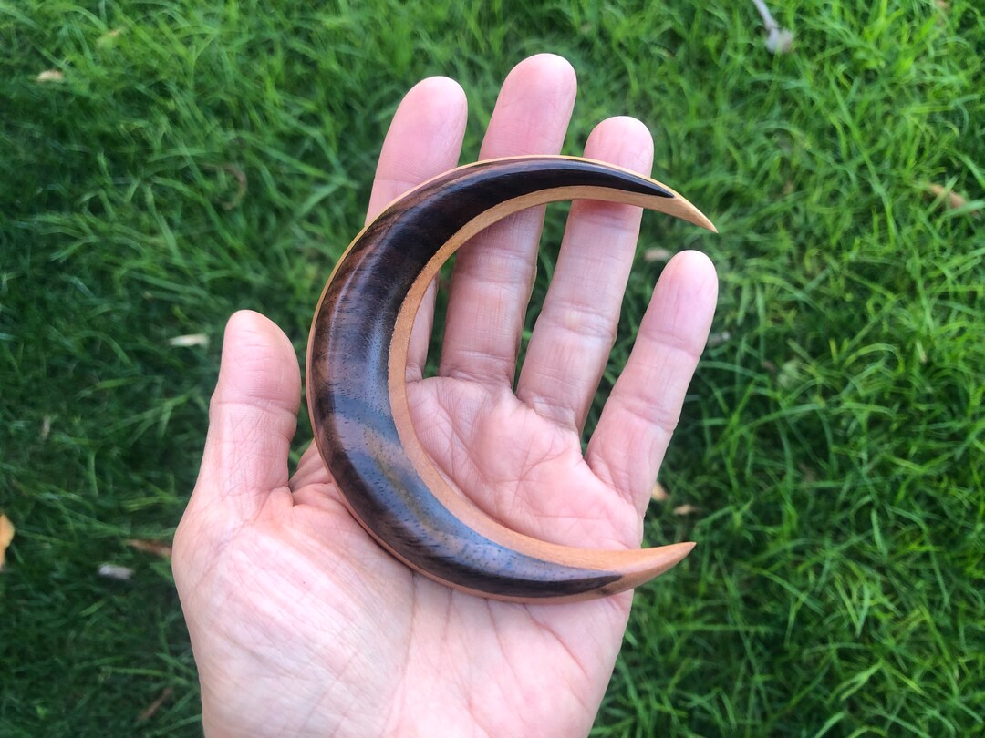 CURVED Half Moon Crescent Moon Wood Hair Fork.curved Half Moon Crescent ...