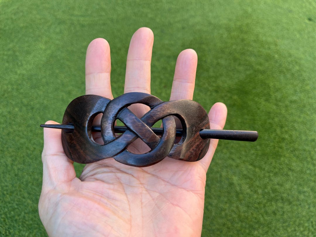 CELTIC Knot/celtic Infinity Loop Triquetra Wood Hair Barrette/wood Hair ...