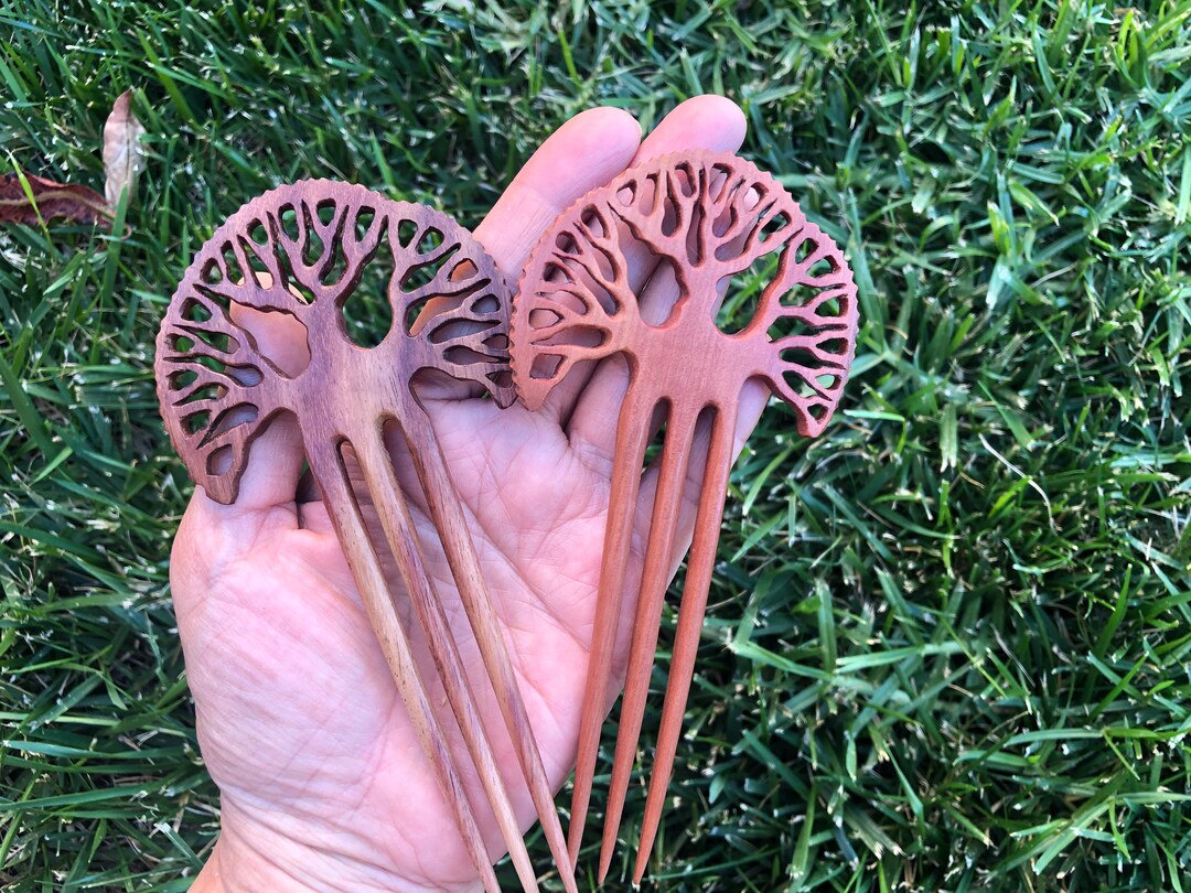 Three Prongs CELTIC Tree of Life Wood Hair Fork.tree of Life Wood Hair ...