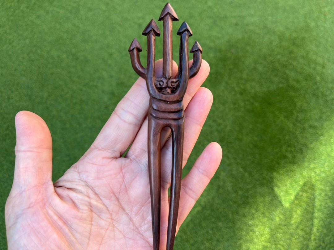 Two Prongs TRIDENT Spear Wood Hair Fork.trident Spear Spike Wood Hair ...
