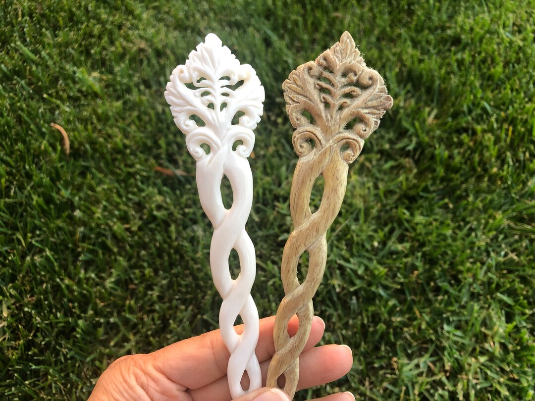 One Prong Baroque Victorian Filigree Flower Bone Hair Fork.bone Hair ...