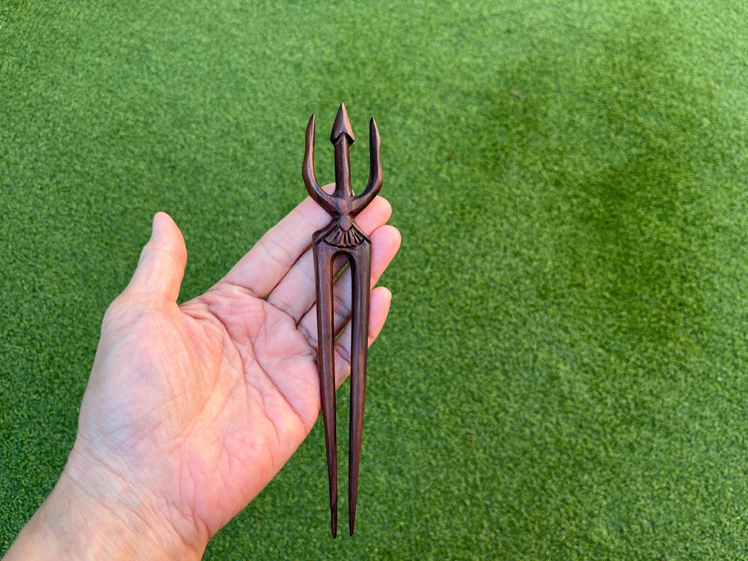 Two Prongs TRIDENT Spear Wood Hair Fork.trident Spear Spike Wood Hair ...