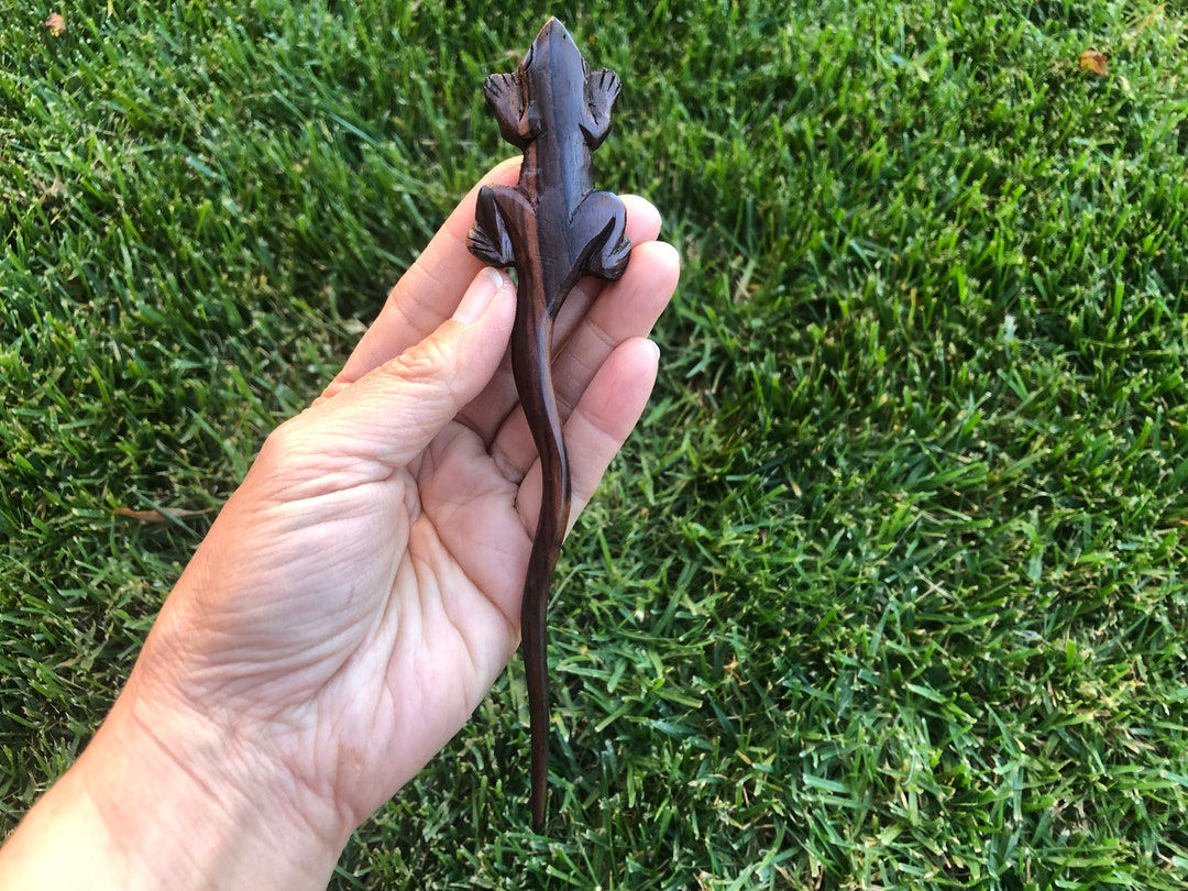 Single Prong/one Prong GECKO LIZARD Wooden Wood Hair Stick/ Wood Hair ...