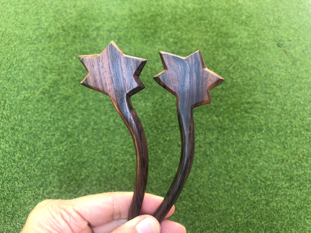 Set of 2:one Prong STAR Shape Wood Hair Stick/star Shape Wood Hair Fork ...