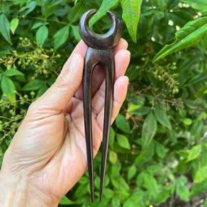 Two Prongs CRESCENT MOON Half Moon Wood Hair Stick,half Moon Wood Hair ...