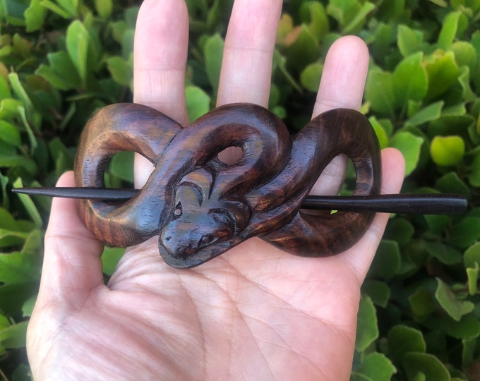 Wooden Barrette Snake , Wood Carved Hair Clips, Hairgrips, Hair Jewelry ...