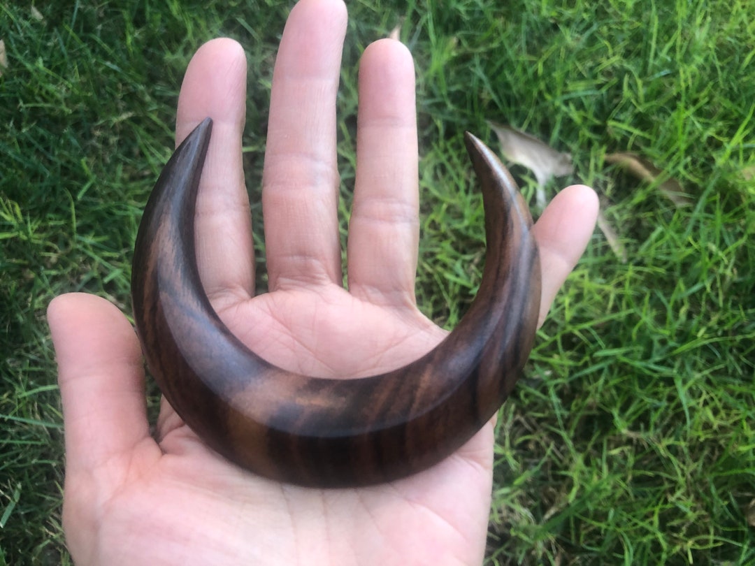 CURVED Half Moon Crescent MOON Wood Hair Fork.curved Half Moon Crescent ...