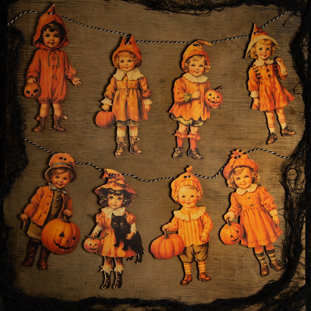 Autumn Halloween Vintage Bunting Wooden, Fall Decor, Halloween Decor ...