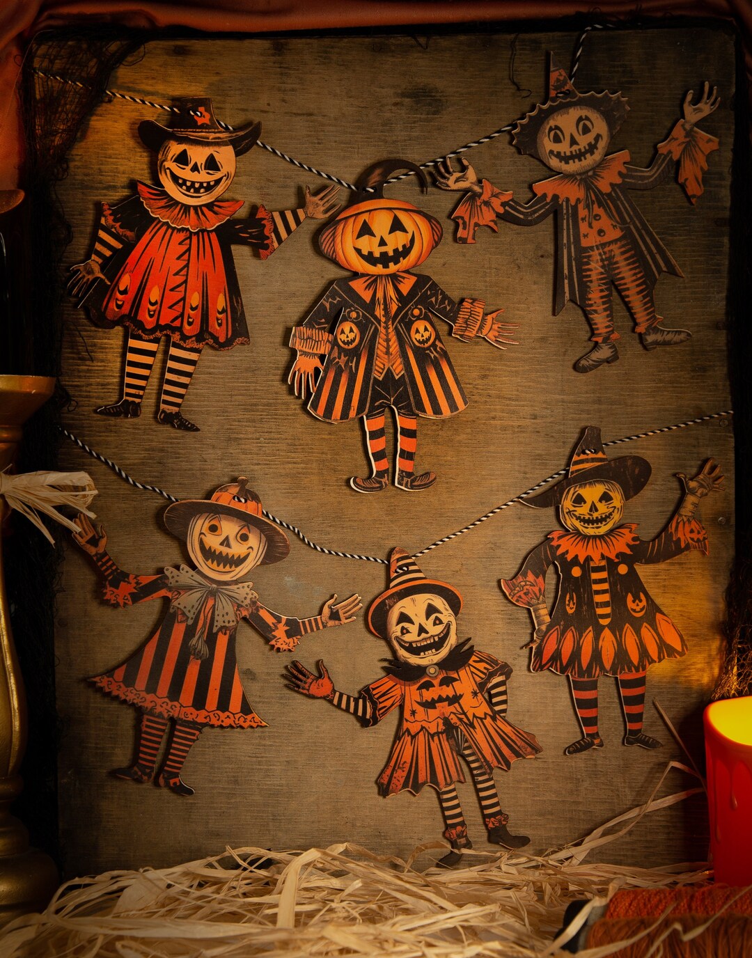 Halloween Vintage Bunting Wooden, Fall Decor, Halloween Decor Laser Cut ...