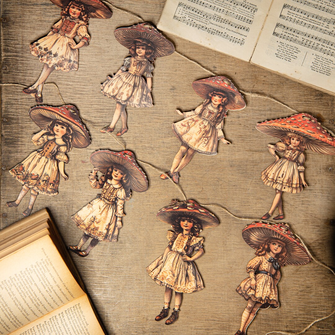 Mushroom Girl Bunting Wooden, Cottage Core Decor, Fairy Decor Laser Cut ...