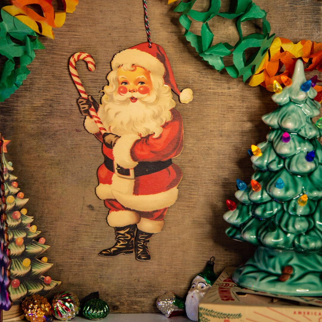 Retro Santa Vintage Christmas Decoration Hanger, Wall Hanging Kitsch ...