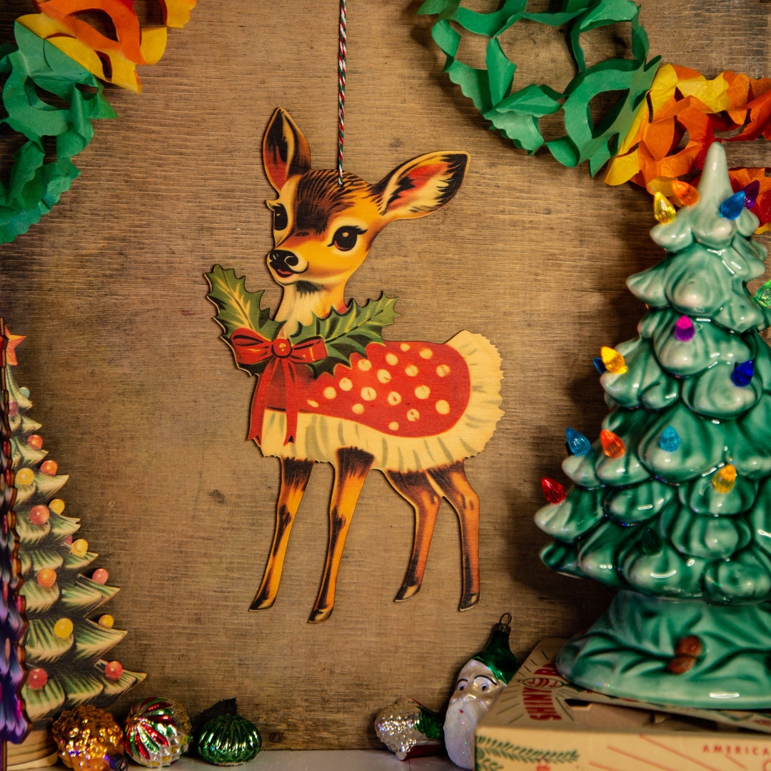 Retro Christmas Decoration Deer Wall Hanging Kitsch Festive Decor ...
