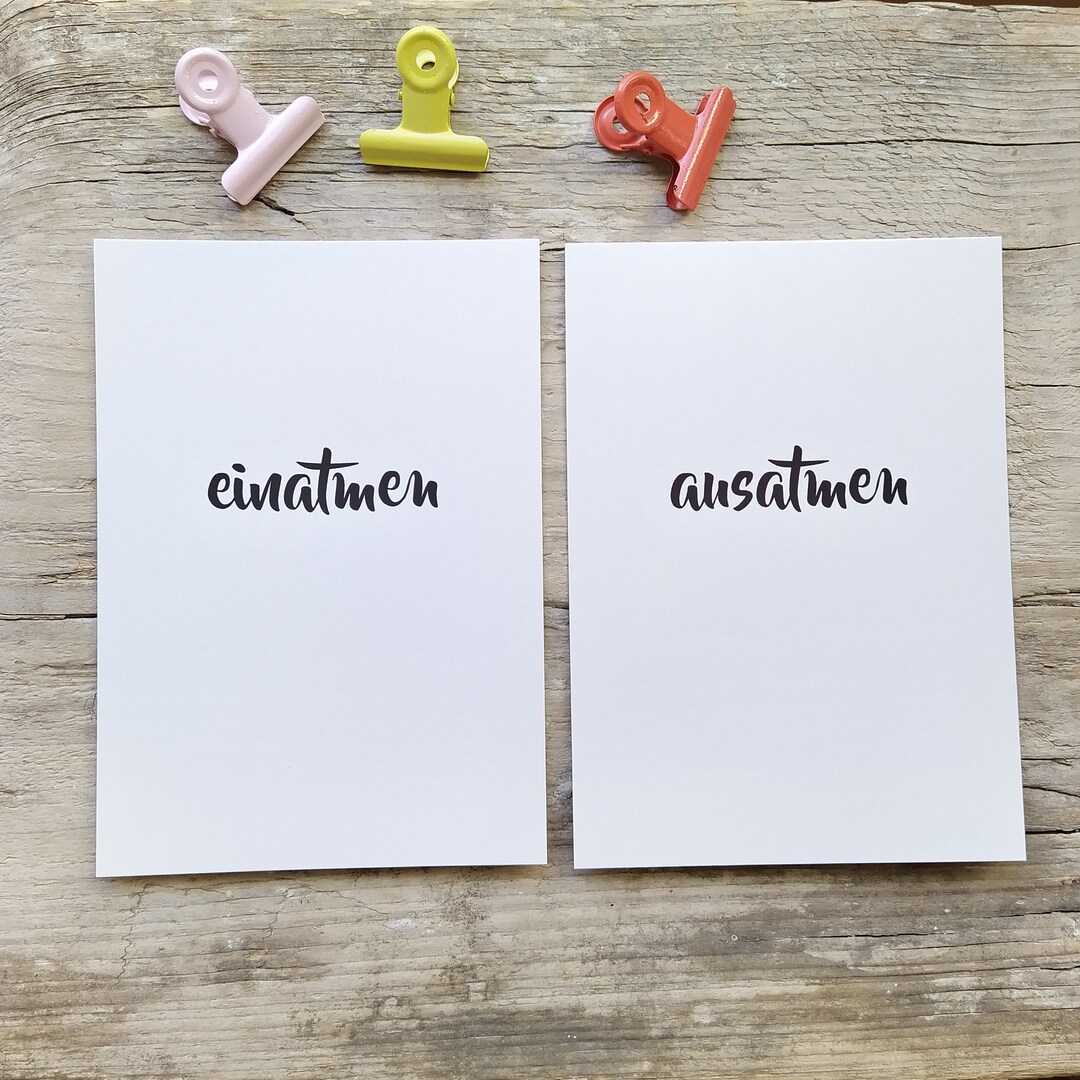 Einatmen Ausatmen Postkarten-set 2 Stück - Etsy