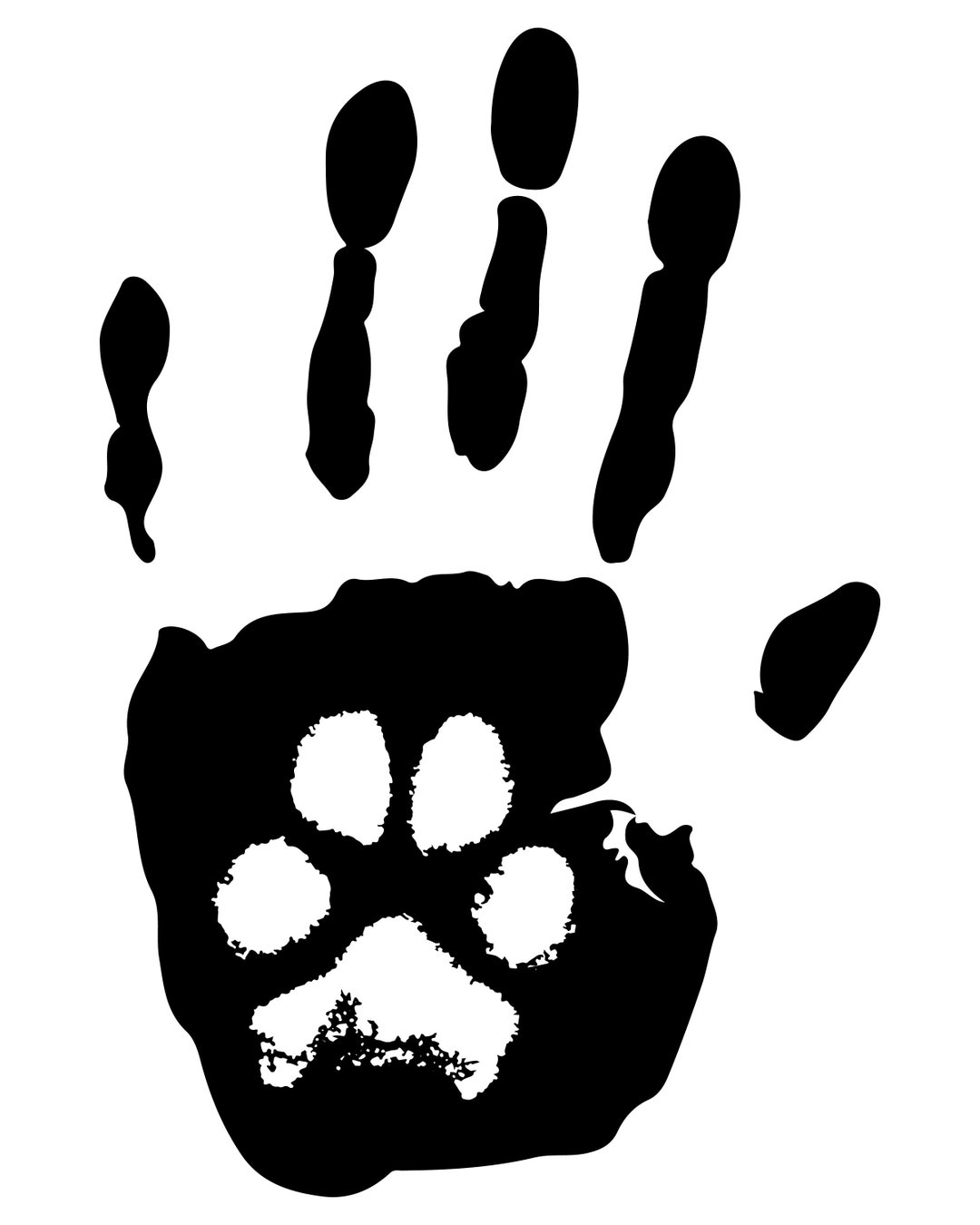 Hand Print With Dog Paw Print Inside - Digital Download - Etsy