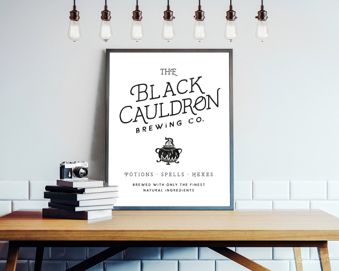 Black Cauldron Halloween Printable Poster - Digital Download, Farmhouse ...