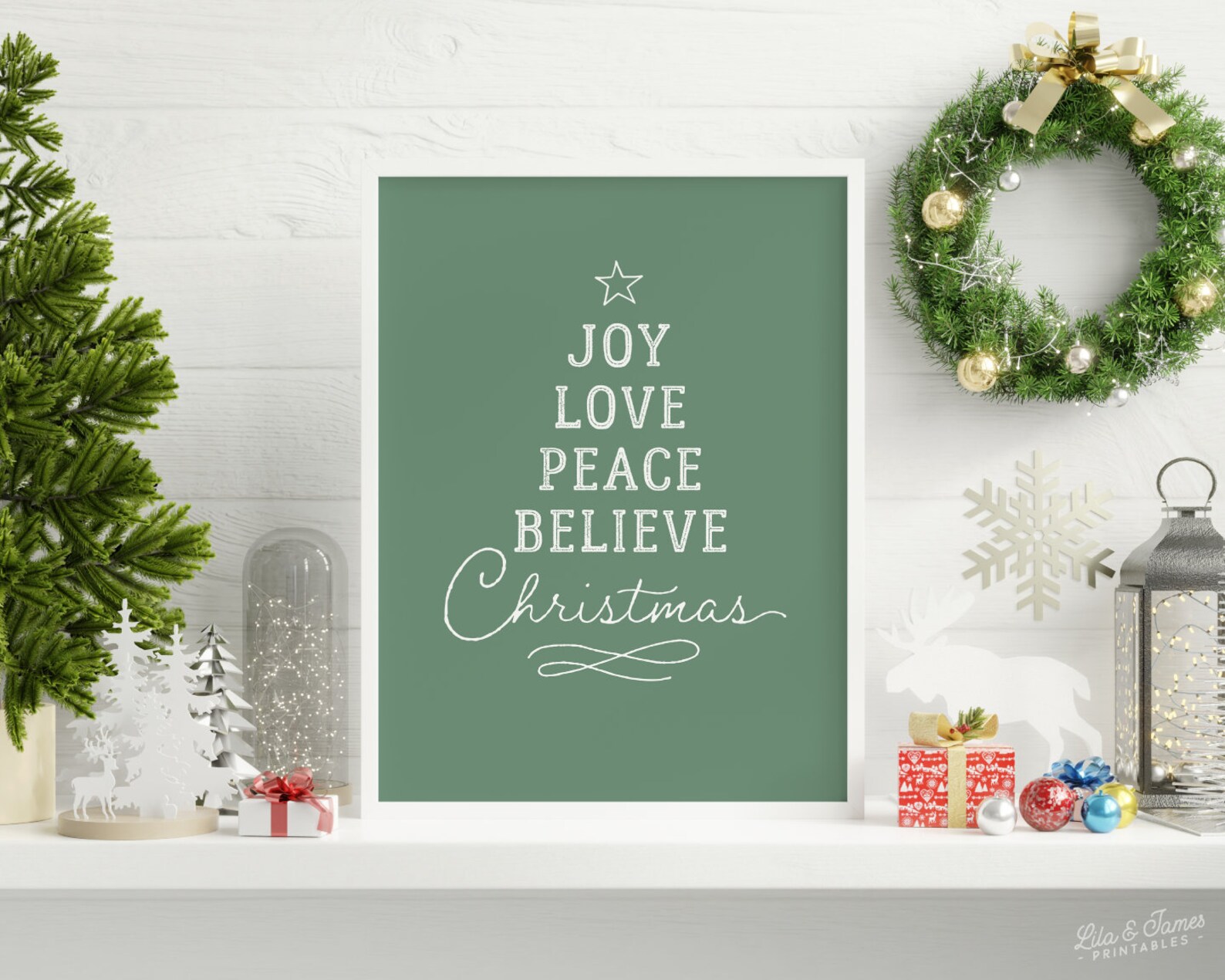 Rustic Holiday Word Art Printable Decor, Digital Download, Joy, Love ...