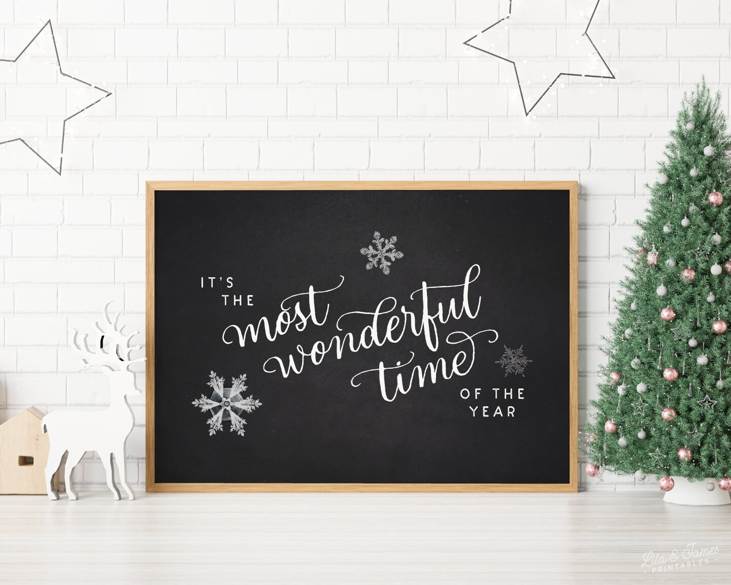 Chalkboard Winter Print, Christmas Printable Art, Farmhouse Christmas ...