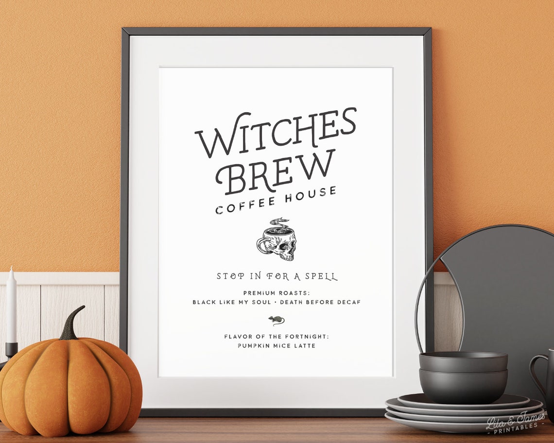 Witches Brew Coffee House Halloween Printable Poster - Digital Download ...