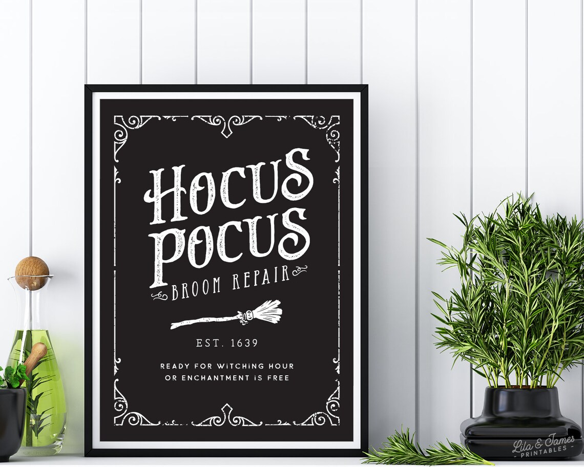Hocus Pocus Broom Repair Halloween Printable Wall Art, Digital Download ...